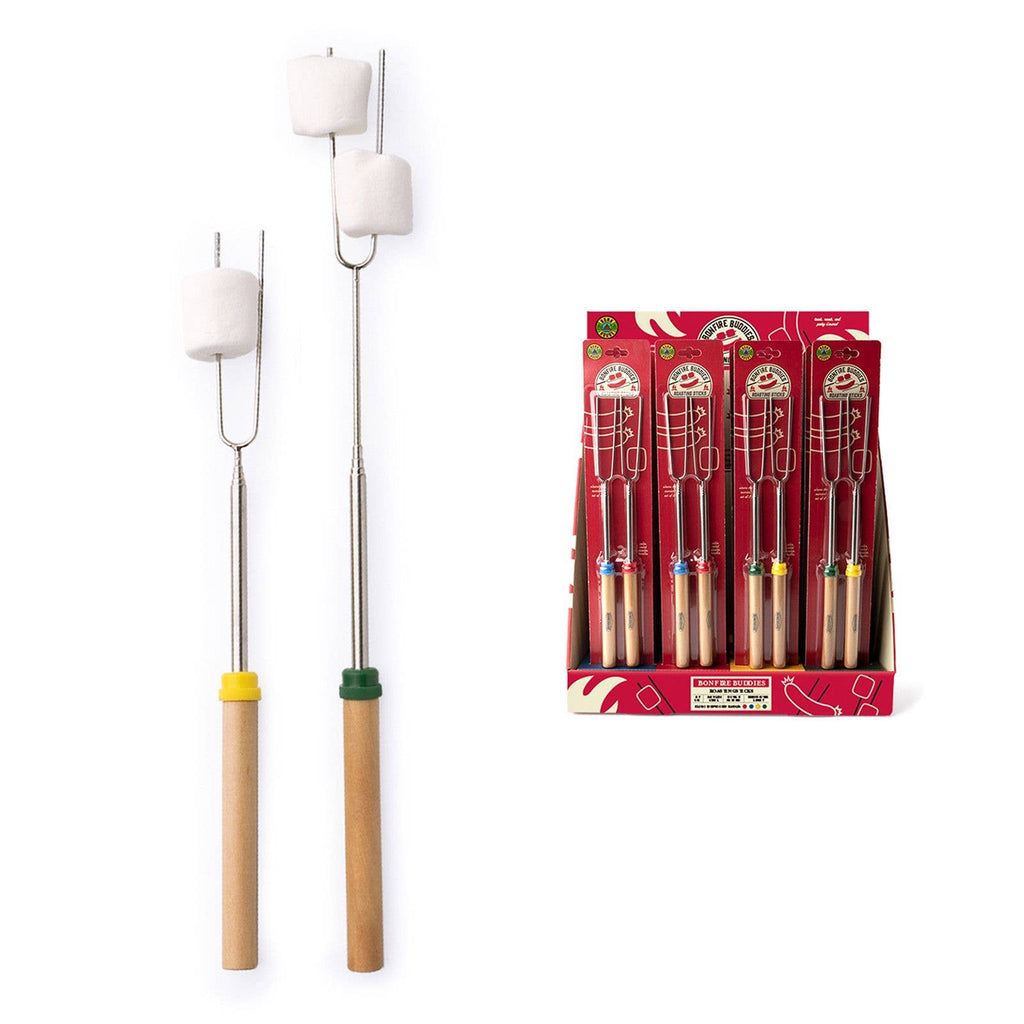 BONFIRE BUDDIES DOUBLE PRONGED CAMPFIRE BBQ ROASTERS ROASTING STICKS ...